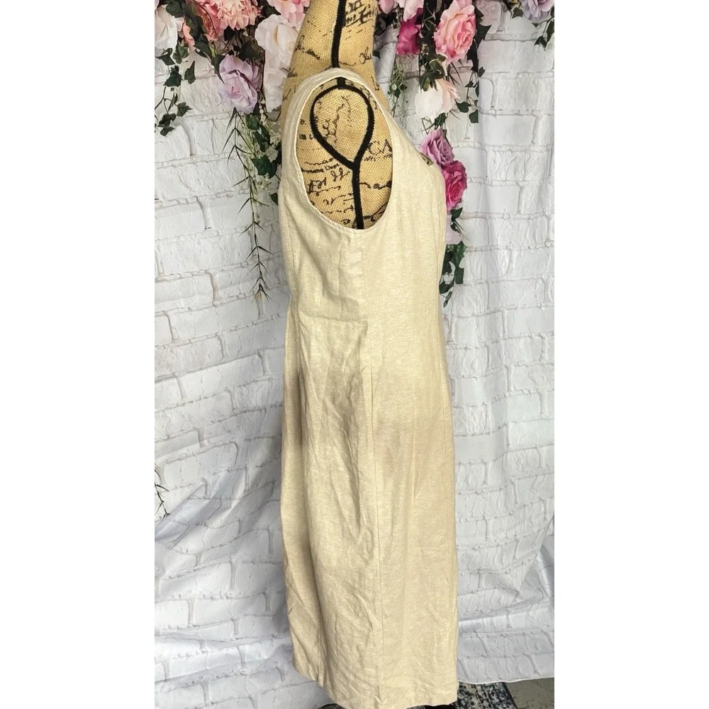 Old Navy | Dresses | Minimalist Linen Blend Midi Dress Neutral Coastal ...
